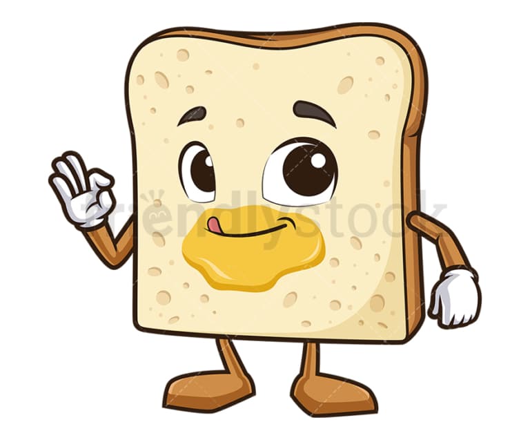Happy Toast Bread Cartoon Clipart Vector - FriendlyStock